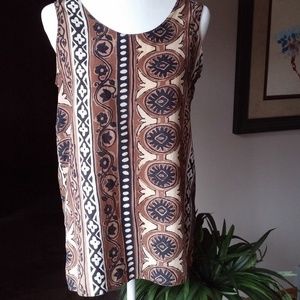 Moda International | Tops | Moda Intl 0 Silk Tank Brnblkcrm Sm | Poshmark